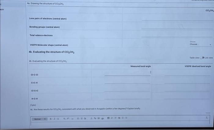 Solved 4a. Drawing the structure of CCl2CH2 Lone poirs of | Chegg.com