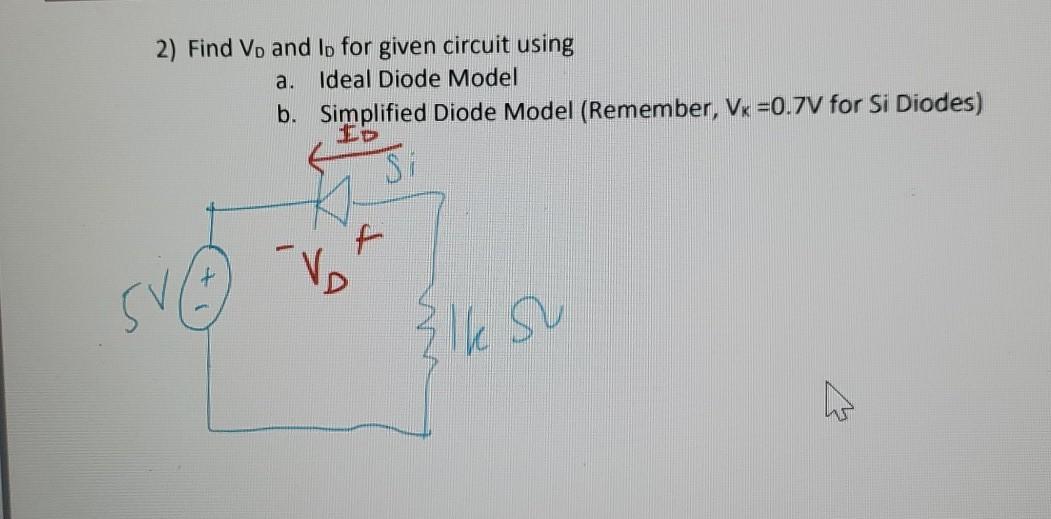 Solved 2) Find Vo and lp for given circuit using Ideal Diode | Chegg.com
