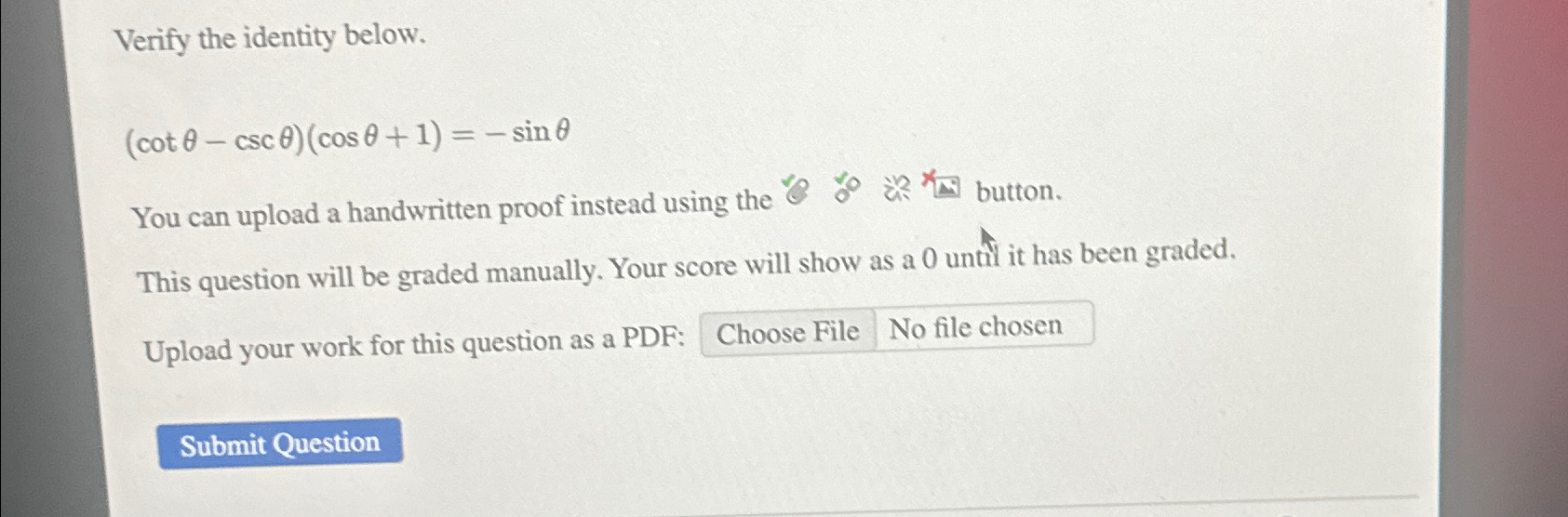 Solved Verify the identity | Chegg.com