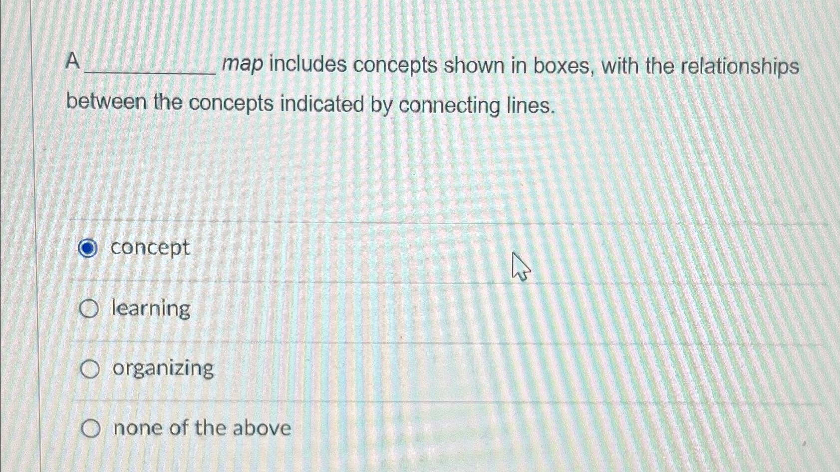 Solved A map includes concepts shown in boxes, with the | Chegg.com