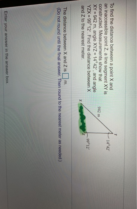 Solved Y 14°42' To find the distance between a point X and | Chegg.com