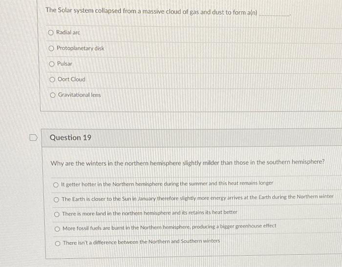 Solved The Solar system collapsed from a massive cloud of | Chegg.com