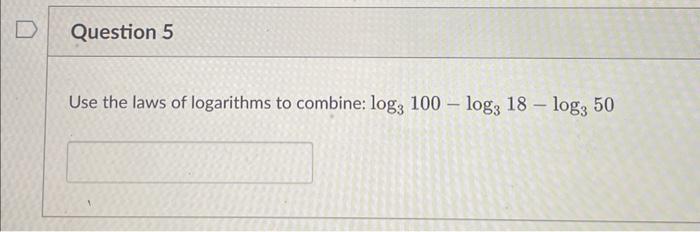 Solved Use the laws of logarithms to combine: | Chegg.com