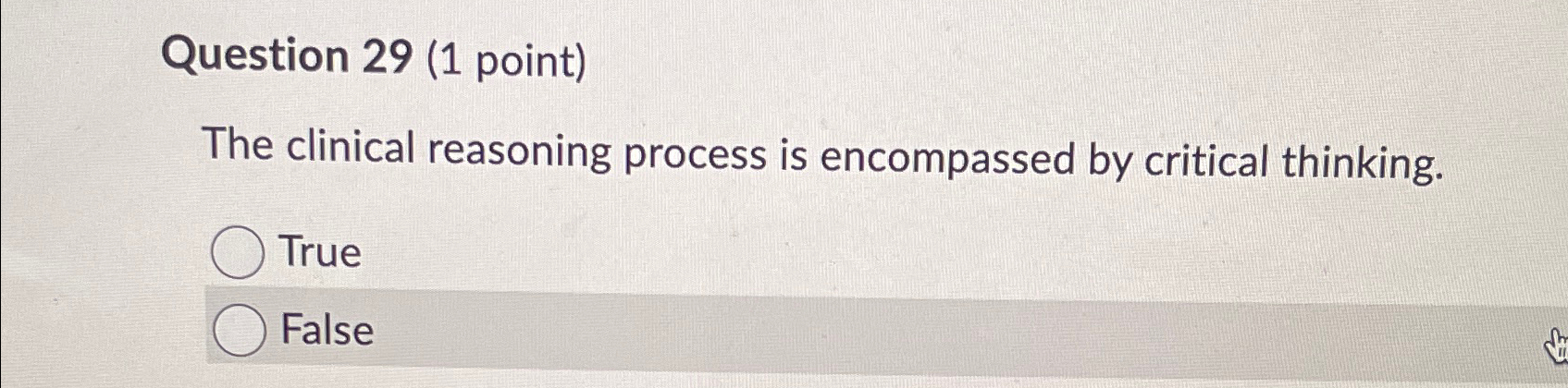 Solved Question 29 (1 ﻿point)The clinical reasoning process | Chegg.com