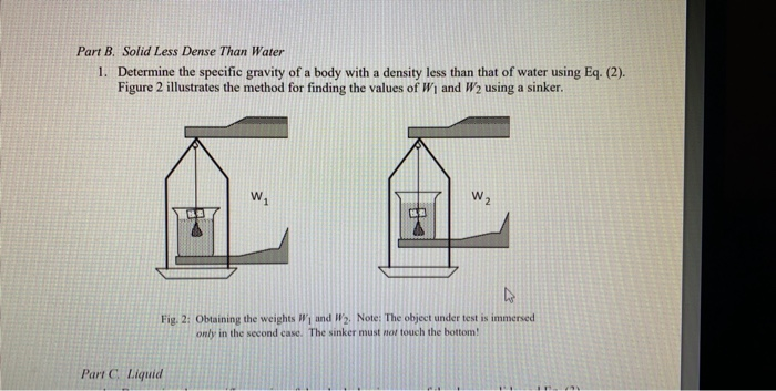 Solved Part B. Solid Less Dense Than Water 1. Determine the | Chegg.com