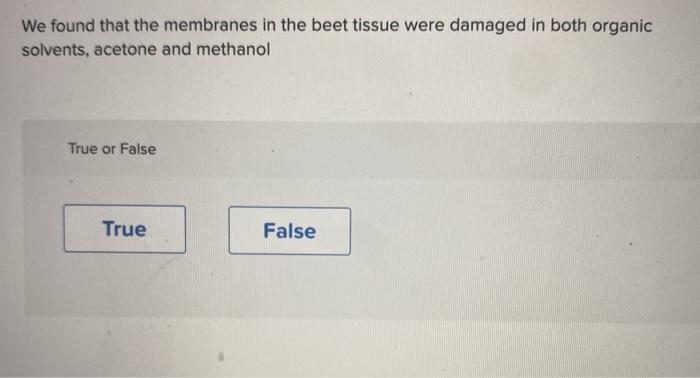 Solved We found that the membranes in the beet tissue were | Chegg.com