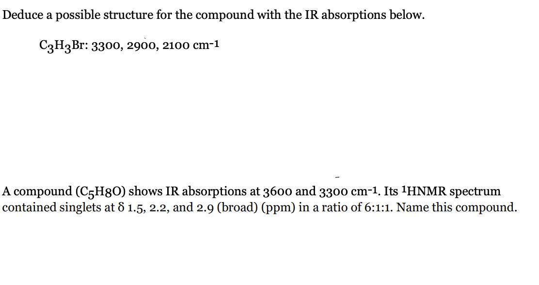 Solved Deduce a possible structure for the compound with the | Chegg.com