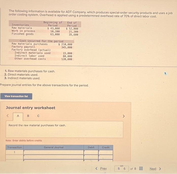 Solved The following information is available for ADT | Chegg.com