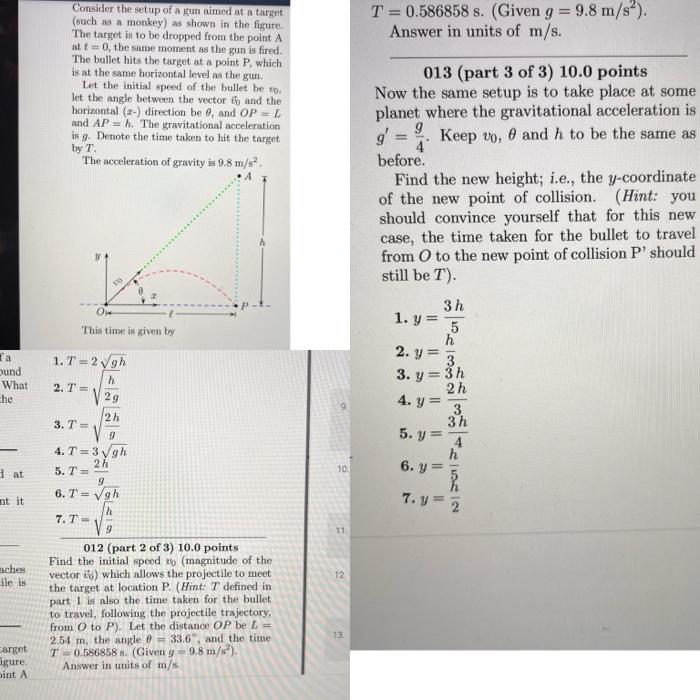Solved Consider the setup of a gun aimed at a target (such | Chegg.com