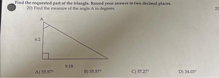 Solved Find the requested part of the triangle. Round your | Chegg.com