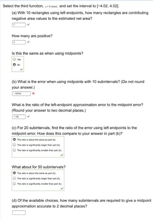 Solved Select the third function, y=2c and set the interval | Chegg.com