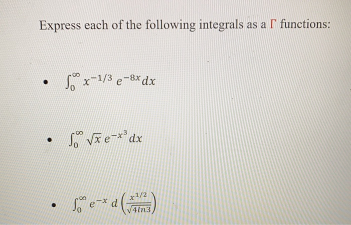 Solved Express each of the following integrals as a l | Chegg.com