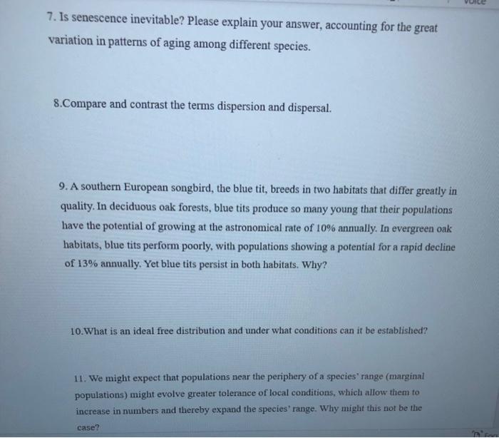 Solved 7. Is senescence inevitable? Please explain your | Chegg.com