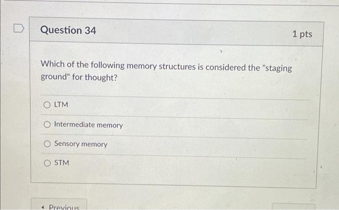 Solved Question 34 1 pts Which of the following memory | Chegg.com