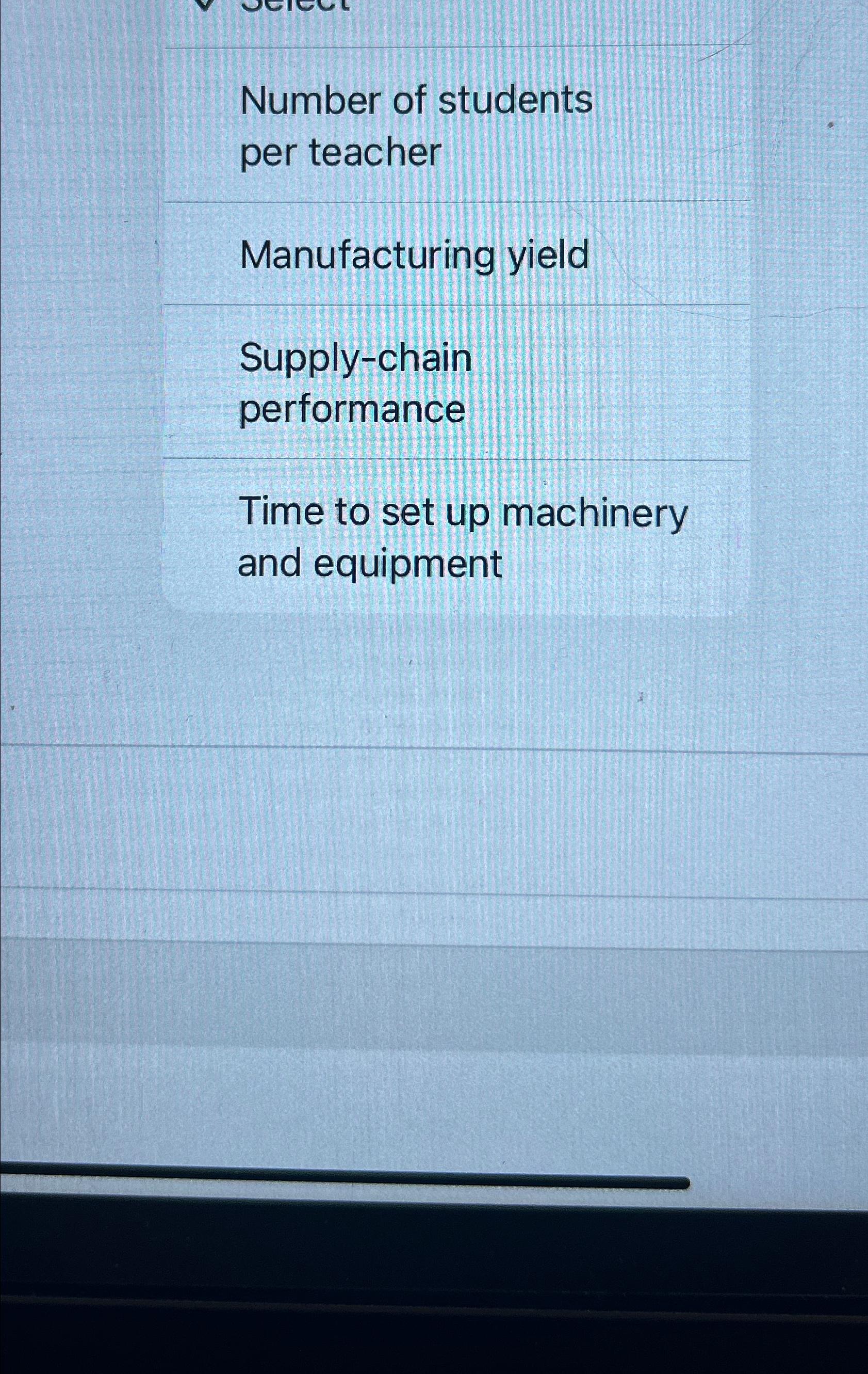 Solved Number of students per teacherManufacturing | Chegg.com