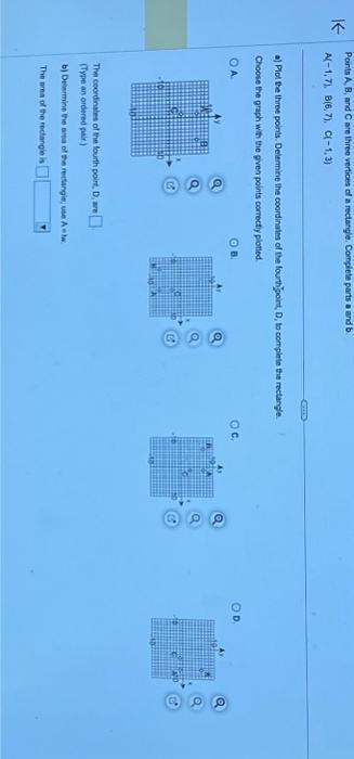 Solved Points A. B, and C are threo vertices of a reclargle. | Chegg.com