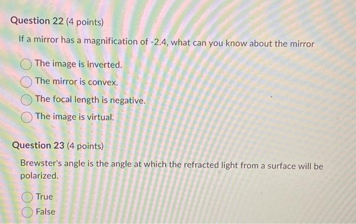 Solved If a mirror has a magnification of -2.4 , what can | Chegg.com