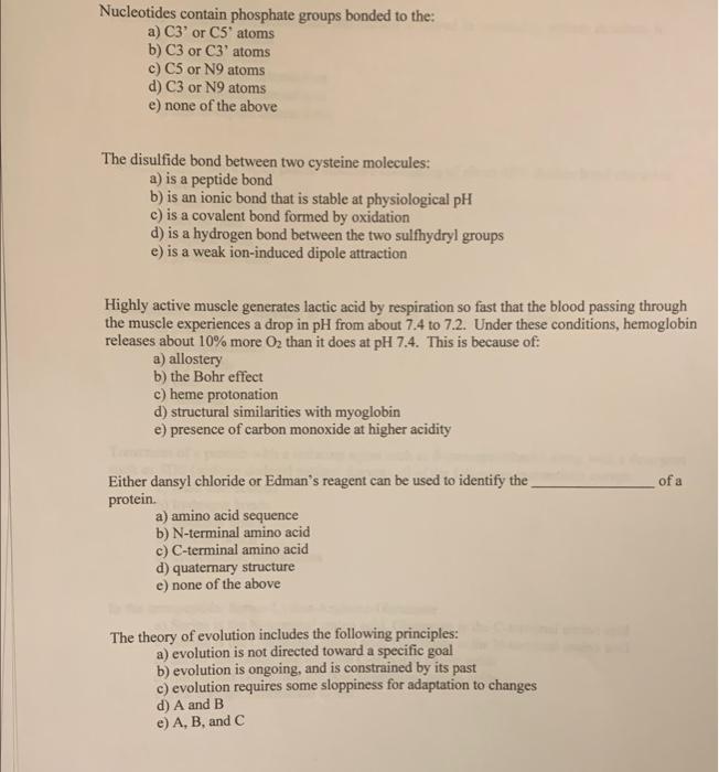 Solved Nucleotides contain phosphate groups bonded to the: | Chegg.com