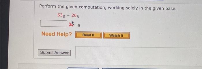 Solved Perform the given computation, working solely in the | Chegg.com