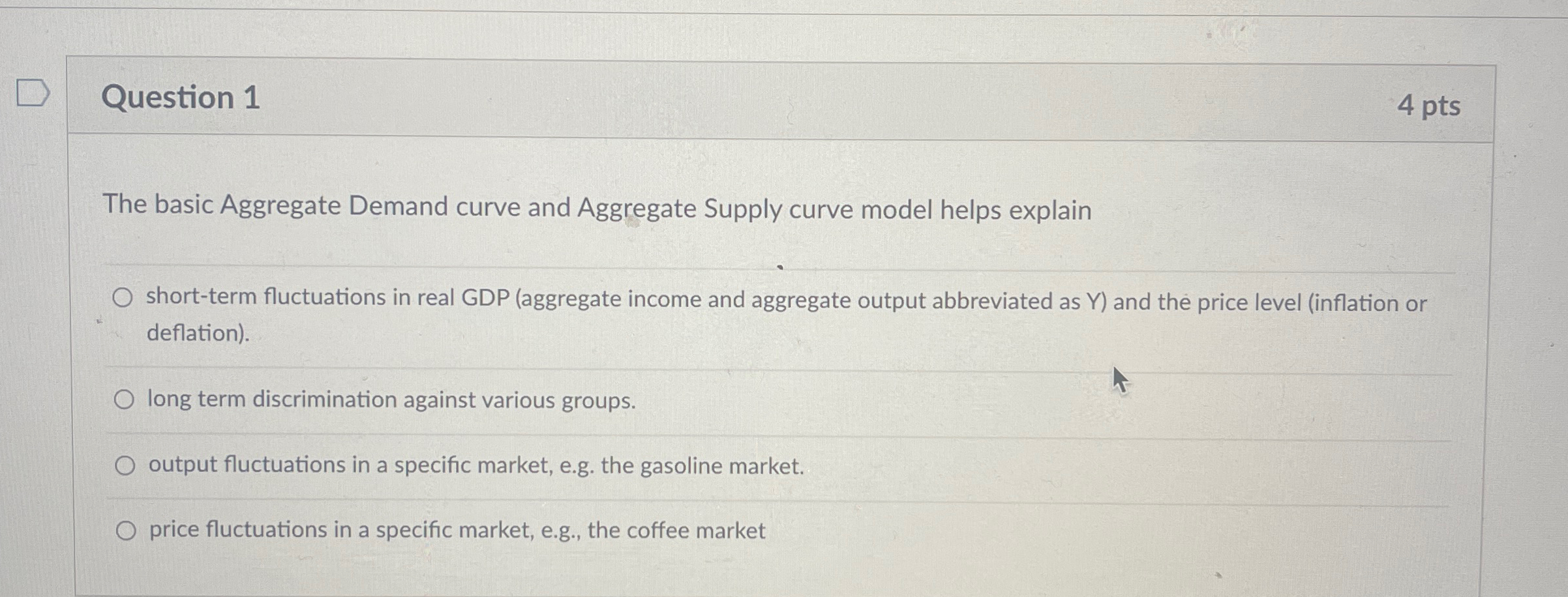 Solved Question 14 ﻿ptsThe basic Aggregate Demand curve and | Chegg.com