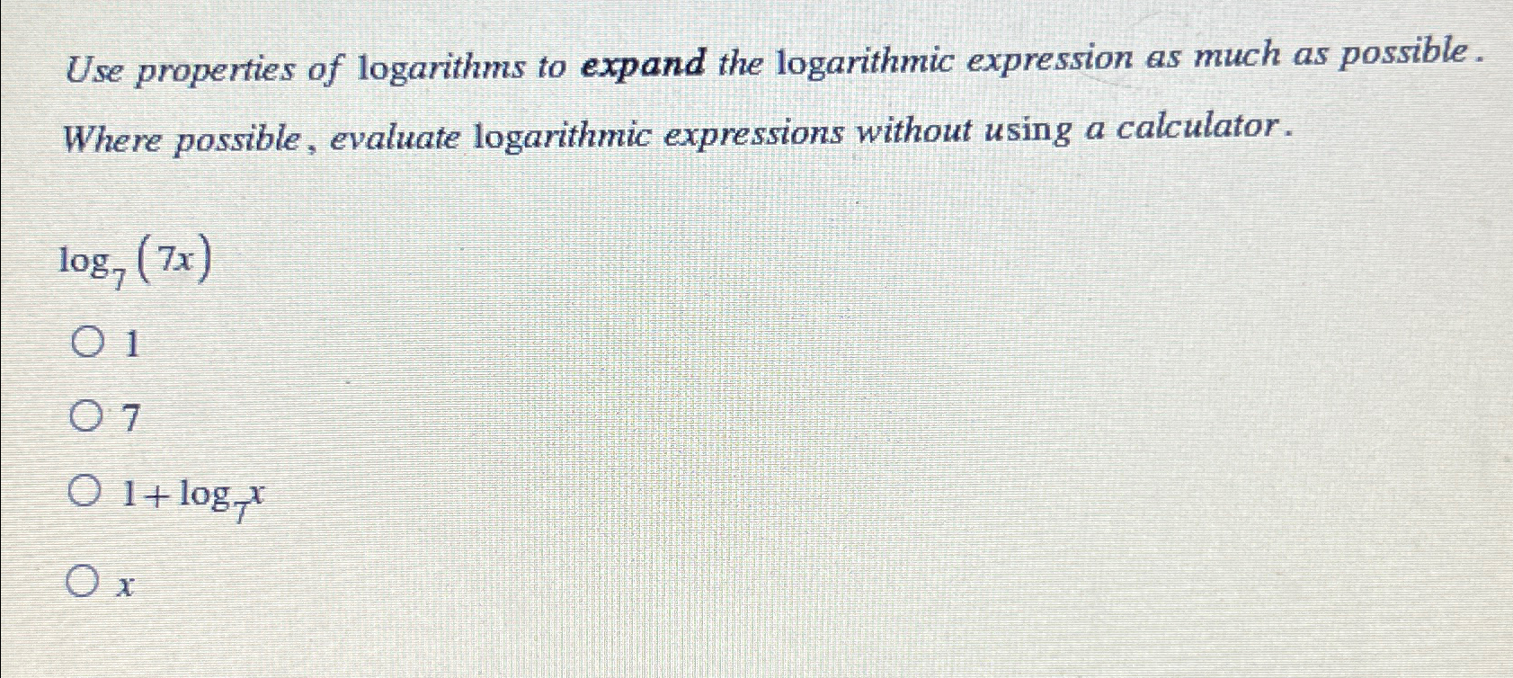 Solved Use properties of logarithms to expand the | Chegg.com