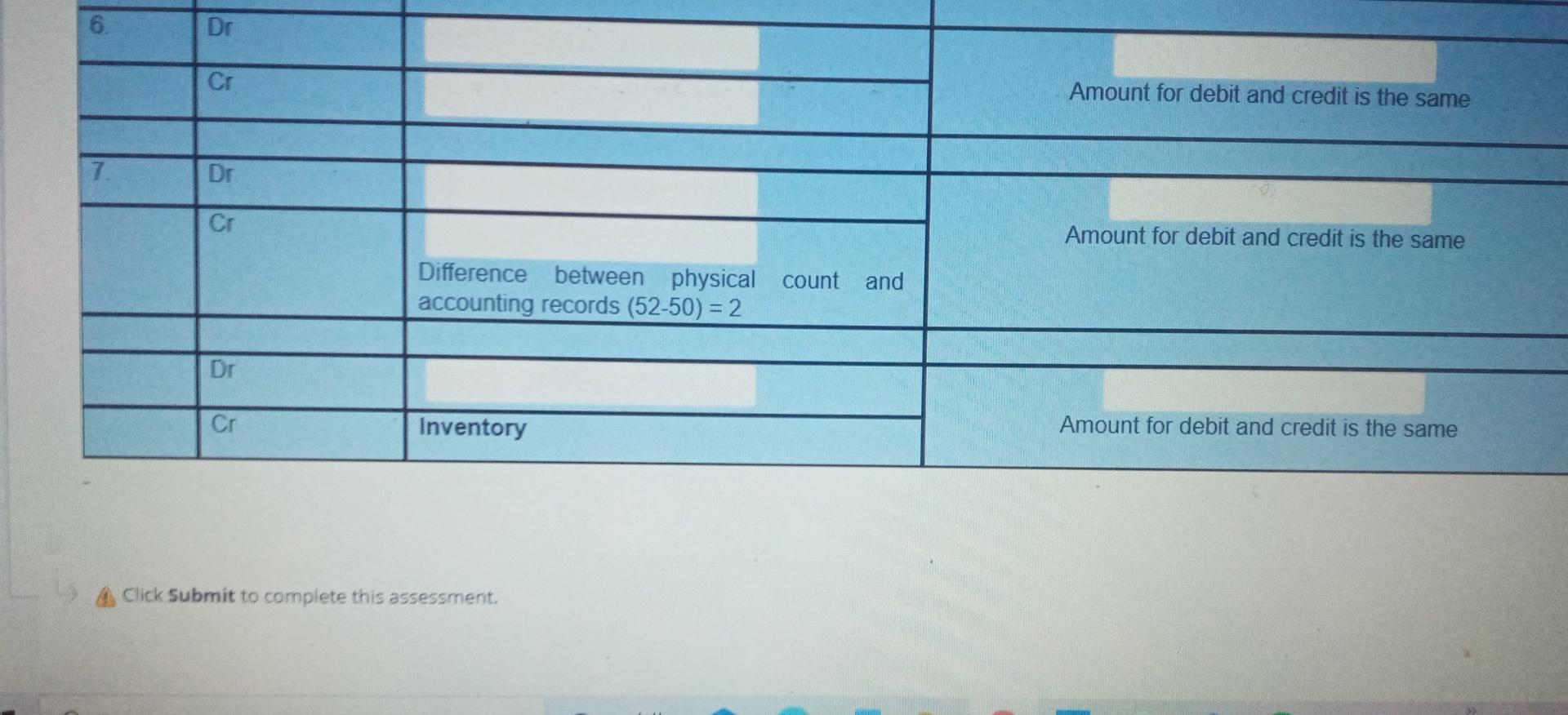 Solved 6. Dr Cr Dr Cr Difference between physical count and | Chegg.com