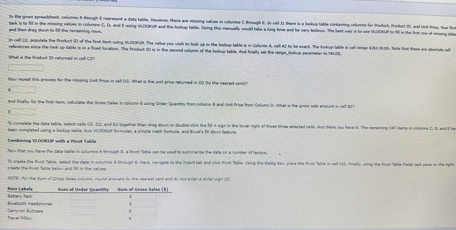 Solved In the given spreadsheet, columns A though E | Chegg.com