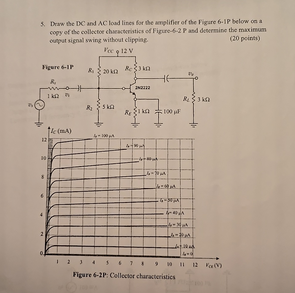 Draw the DC and AC load lines for the amplifier of | Chegg.com