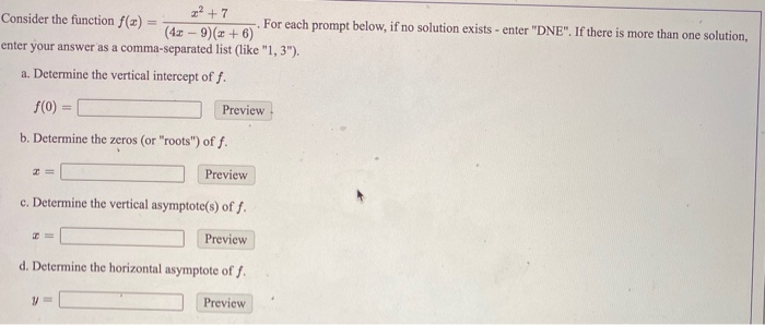 Solved For each of the following rational functions, | Chegg.com