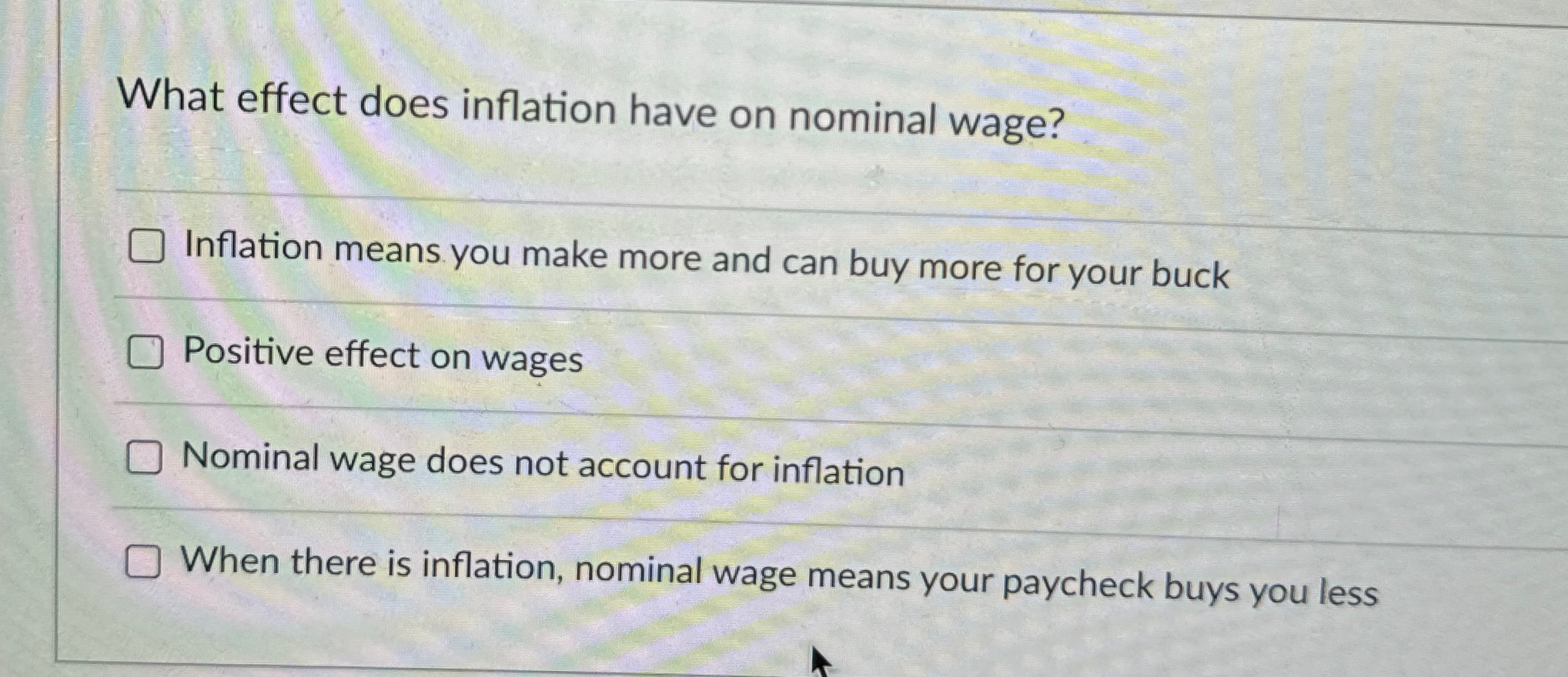 Solved What effect does inflation have on nominal | Chegg.com
