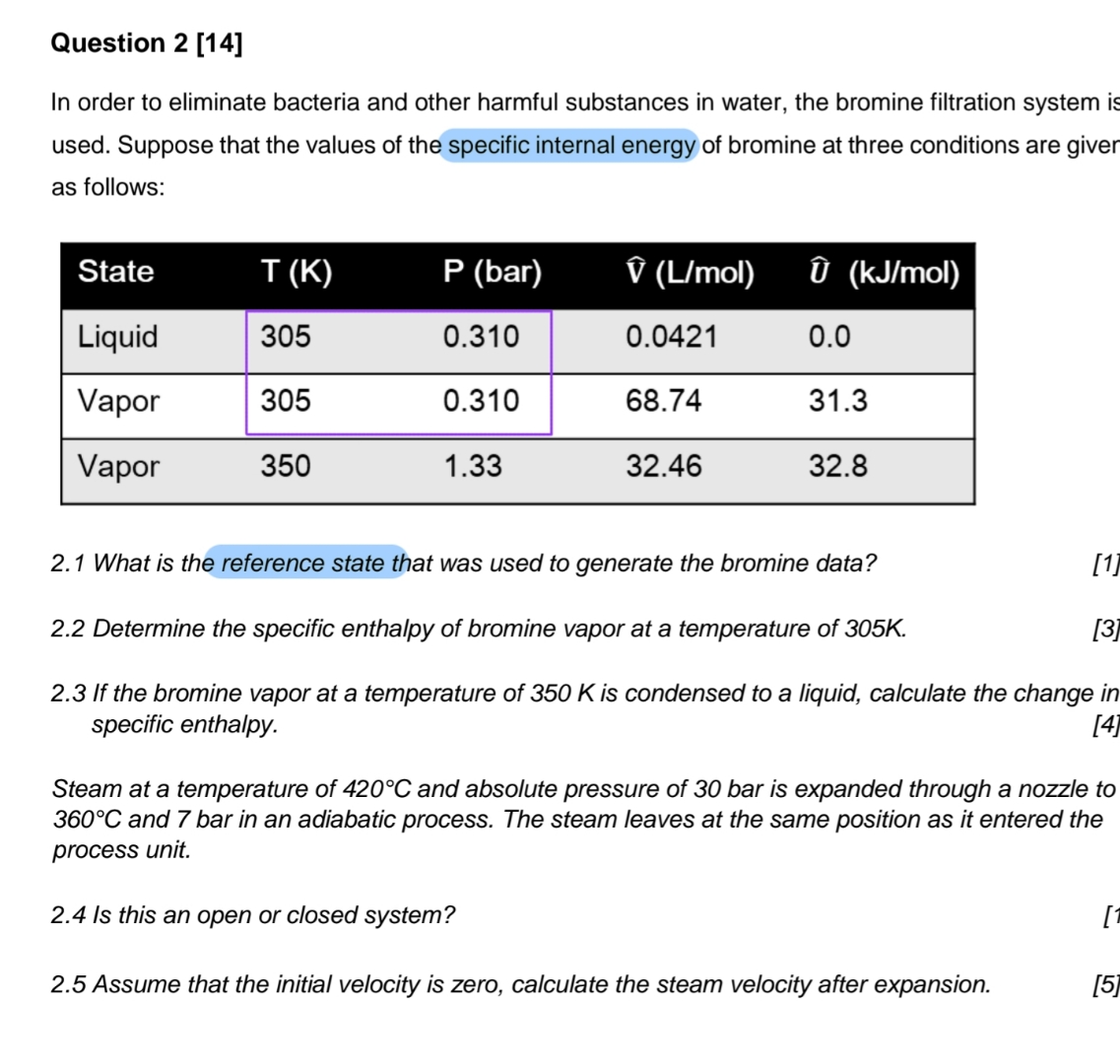 Solved Question 2 [14]In order to eliminate bacteria and | Chegg.com