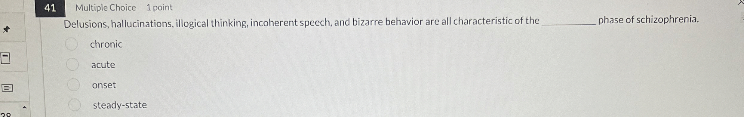 Solved 41 ﻿Multiple Choice 1 ﻿pointDelusions, | Chegg.com