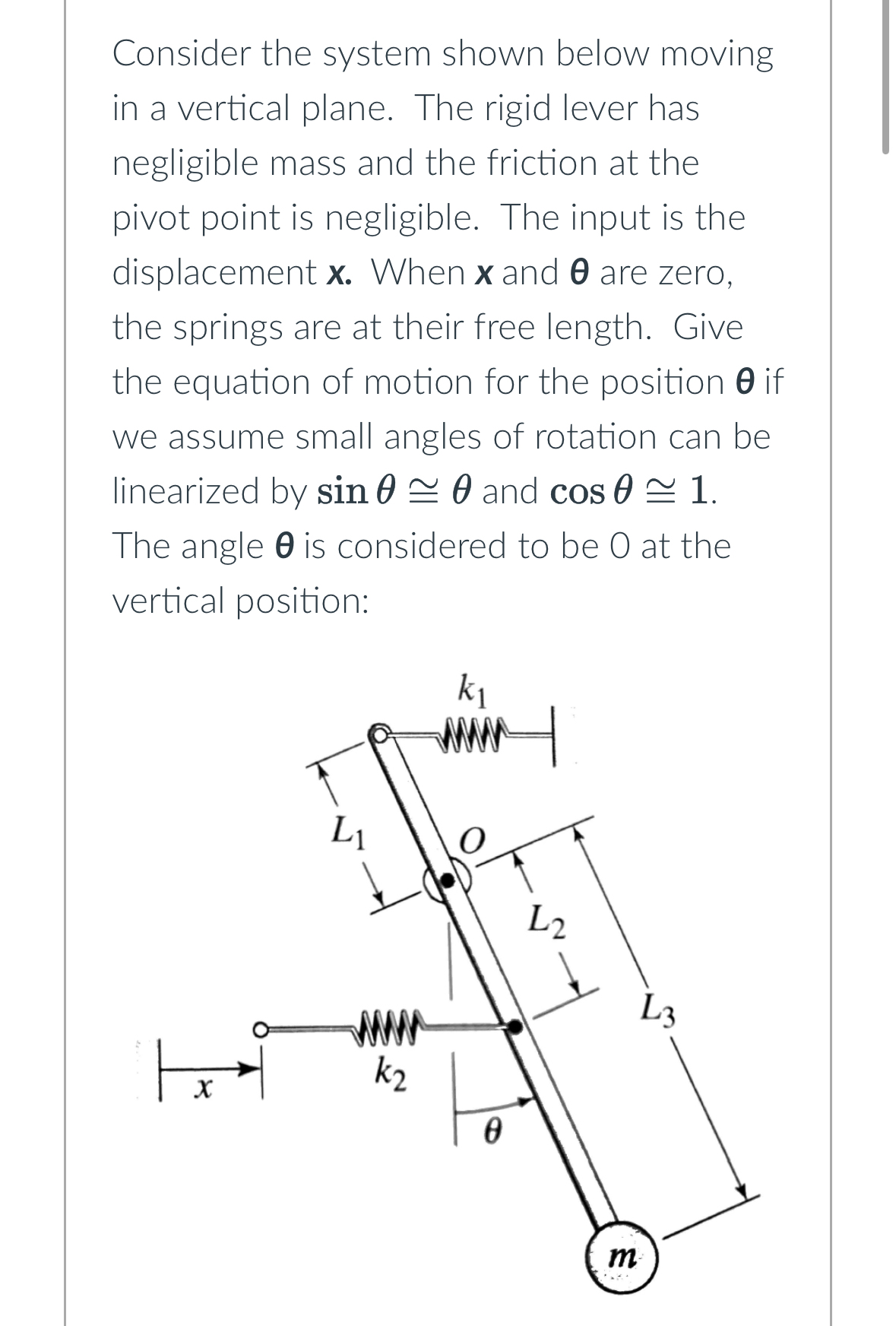 Solved Consider the system shown below moving in a vertical | Chegg.com