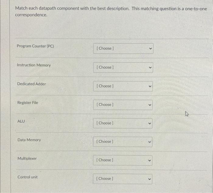 Solved Match each datapath component with the best | Chegg.com