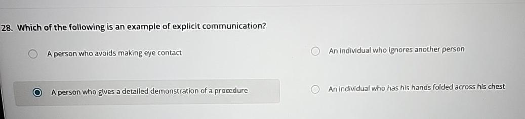 Solved Which of the following is an example of explicit | Chegg.com