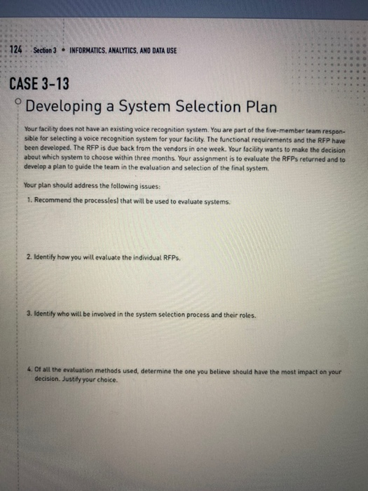 124 Section 3. INFORMATICS, ANALYTICS, ANO DATA USE | Chegg.com