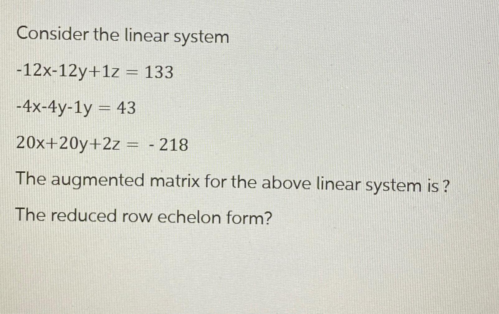 Solved Consider the linear | Chegg.com