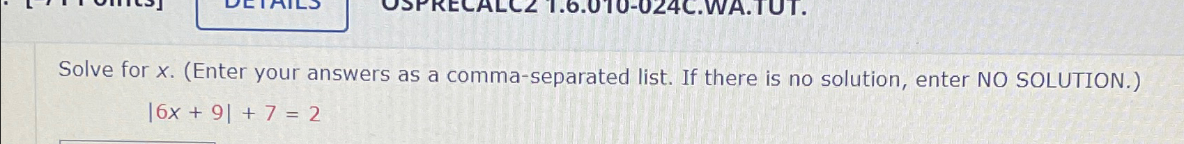 Solved Solve for x. (Enter your answers as a comma-separated | Chegg.com