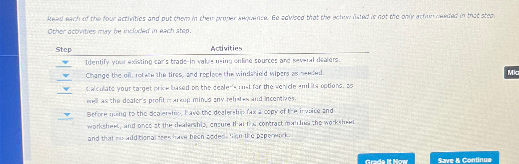 Solved Read each of the four activities and put them in | Chegg.com