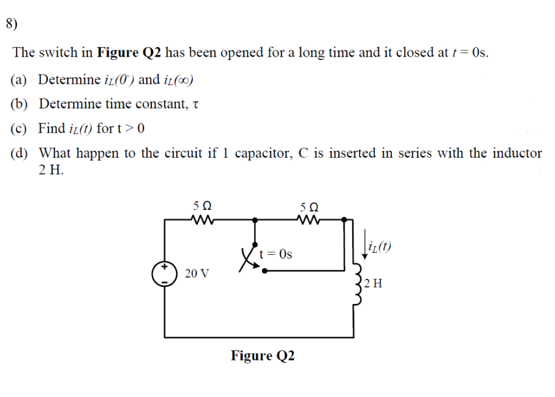 Solved The switch in Figure Q2 ﻿has been opened for a long | Chegg.com