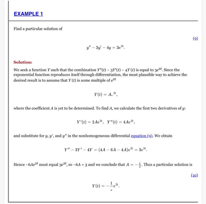 Solved 1. (Use Theorem 3.5.2 and the particular solutions | Chegg.com