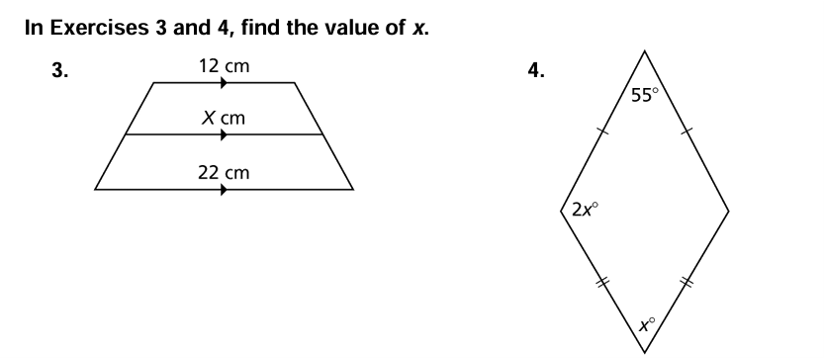 Solved In Exercises 3 ﻿and 4, ﻿find the value of x.4 | Chegg.com