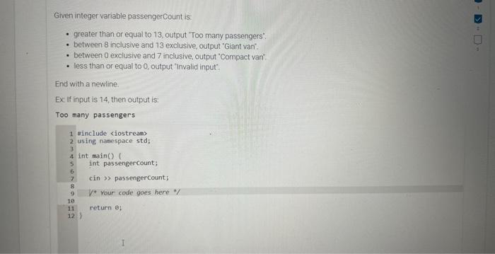 Solved Given Integer Variable Passengercount Is Greater 