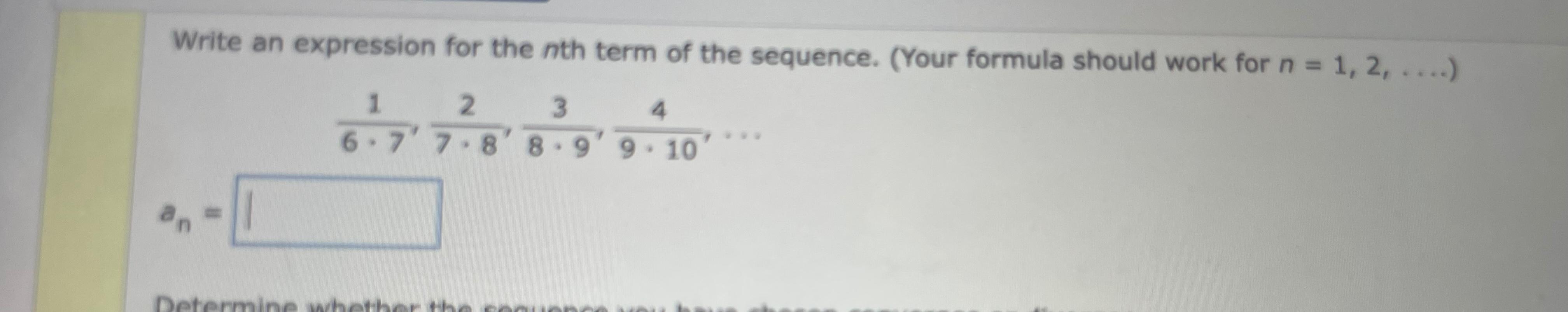 Solved Write an expression for the nth term of the sequence. | Chegg.com
