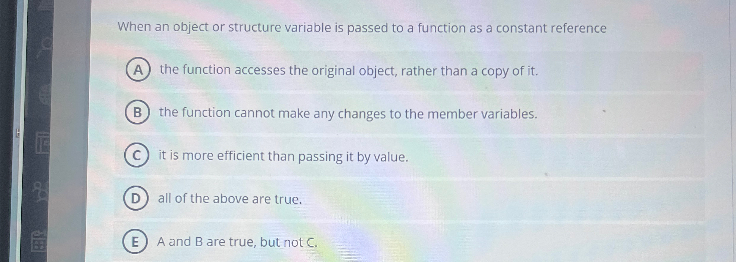 Solved When an object or structure variable is passed to a | Chegg.com