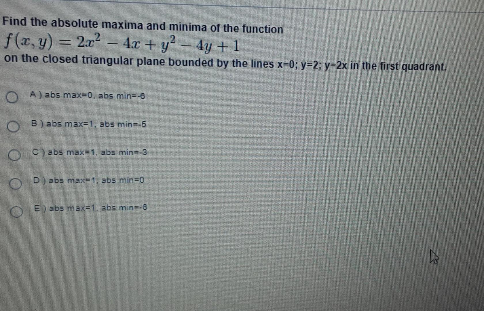 Solved Find the absolute maxima and minima of the function | Chegg.com | Chegg.com