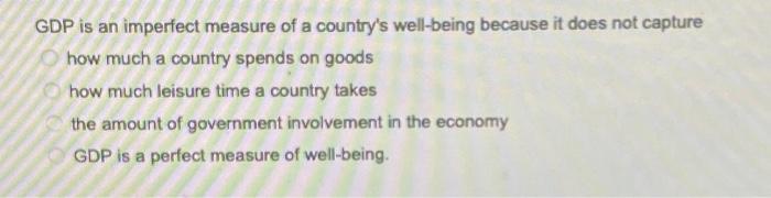 Solved GDP is an imperfect measure of a country's well-being | Chegg.com