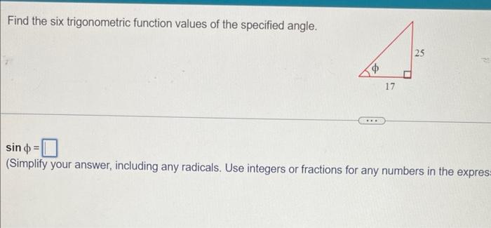 Solved Find the six trigonometric function values of the | Chegg.com