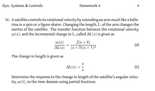 Solved Dyn. ﻿Systems & ControlsHomework 4IV. ﻿A satellite | Chegg.com