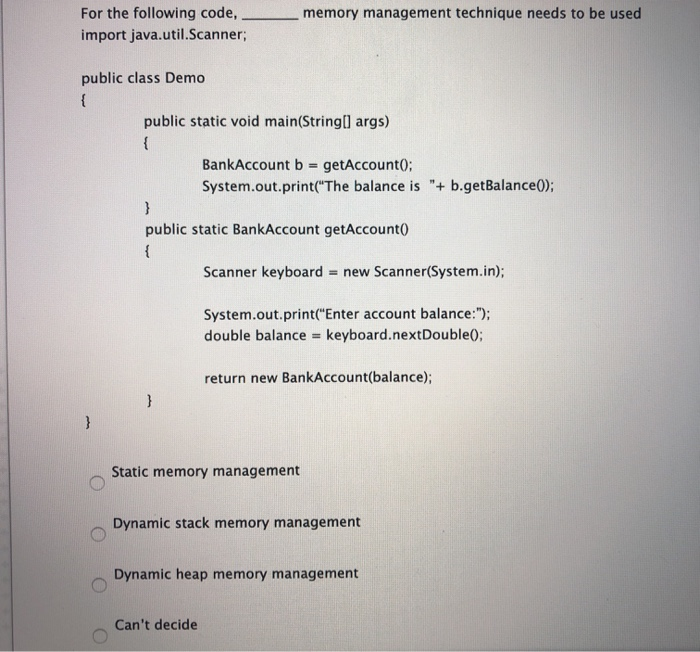 Solved memory management technique needs to be used For the | Chegg.com